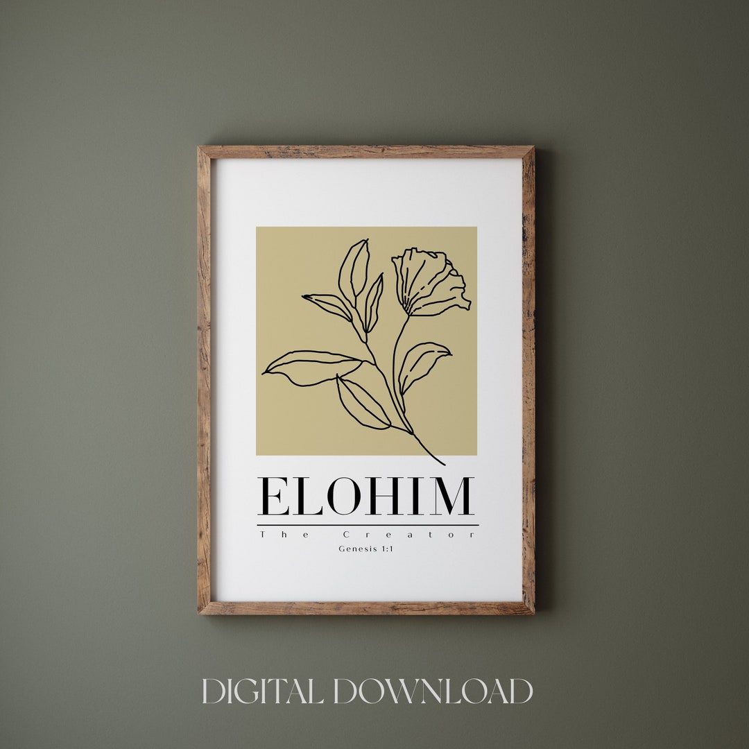 Elohim Printable Wall Art, Genesis 1:1, Names of God, Bible Verse Wall ...