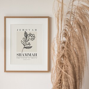 Jehovah Shammah Wall Art Printable, Ezekiel 48:35, Hebrew Names of God ...