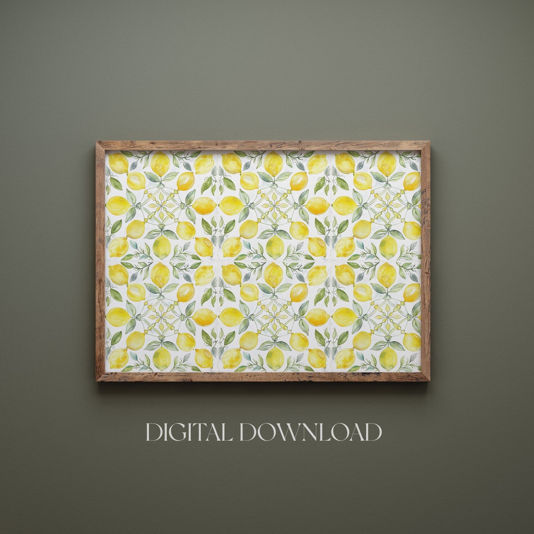 Watercolor Lemons Tiles Printable, Kitchen Wall Art, Fruit Wall Art ...
