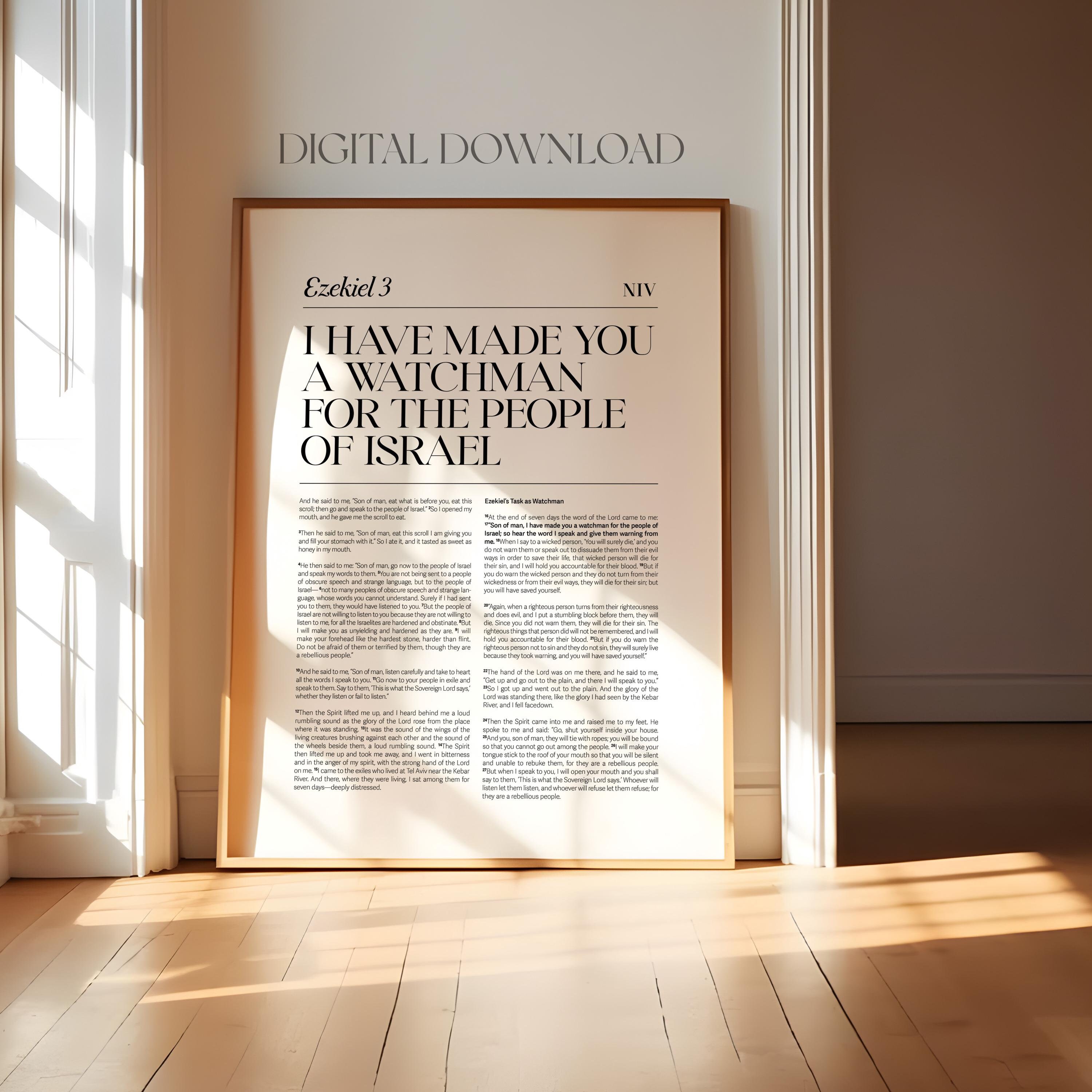 Ezekiel 3:17 I Have Made You a Watchman Printable, Bible Chapter Poster ...