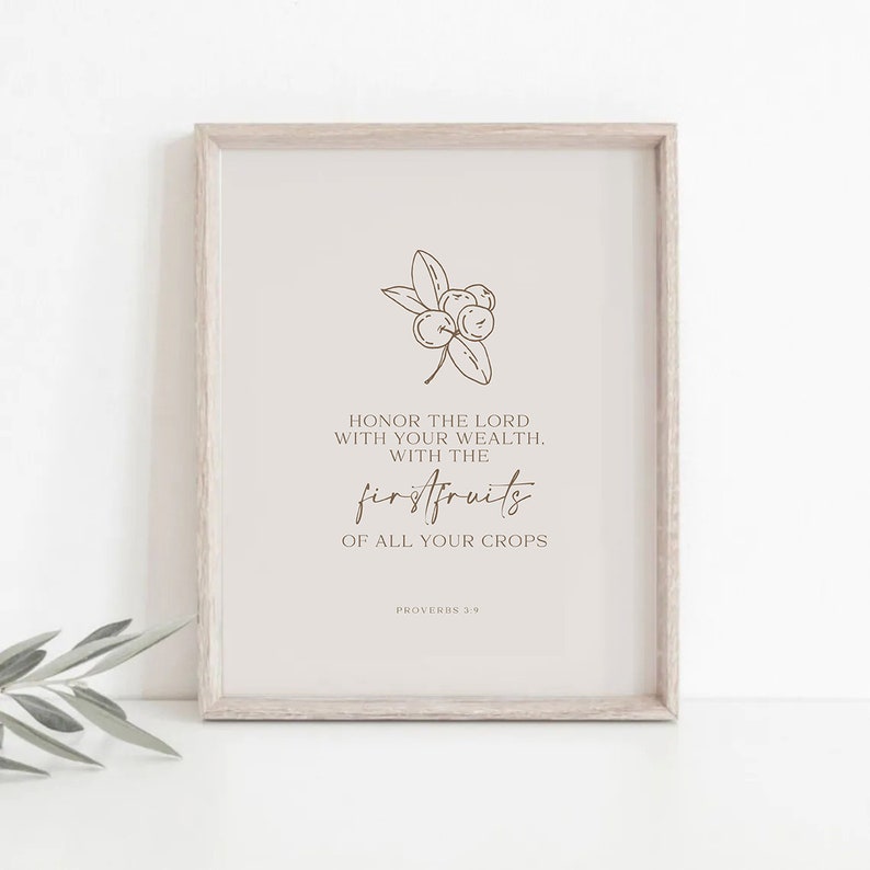 Proverbs 3:9 Christian Wall Art Print, Minimalist Bible Verse (digital ...