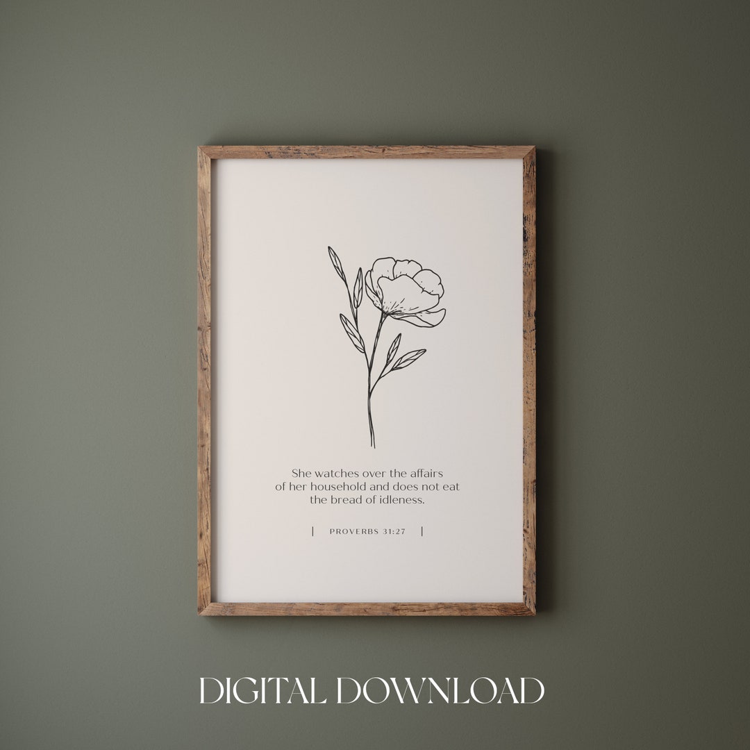 Proverbs 31 Floral Bible Verse Print: Christian Women Gift (digital ...