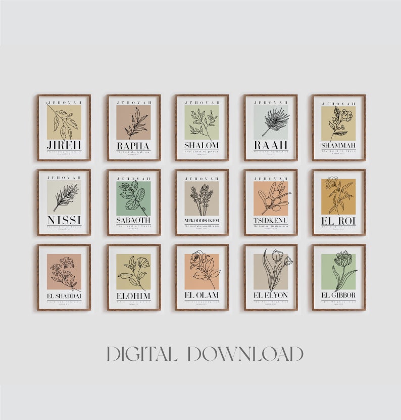 Hebrew Names of God Art Prints, Set of 15 (digital Download) - Etsy