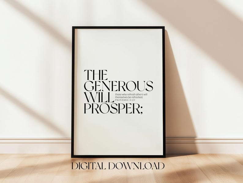 Proverbs 11:25, the Generous Will Prosper Printable, Bible Verse Wall ...