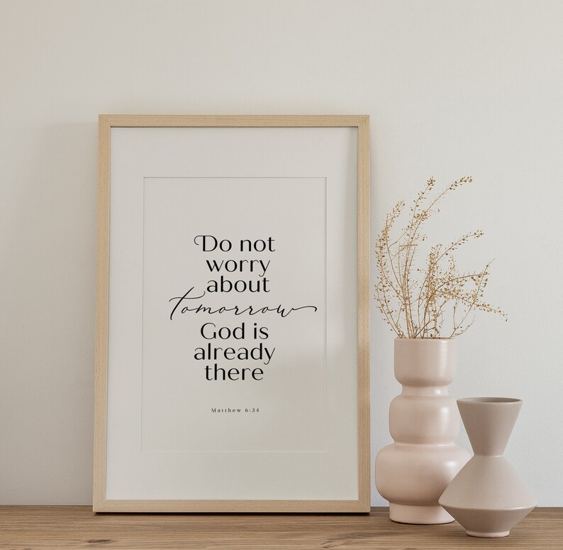 Do Not Worry About Tomorrow Bible Verse Wall Art Print | Etsy