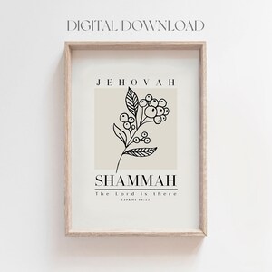 Jehovah Shammah Wall Art Printable, Ezekiel 48:35, Hebrew Names of God ...