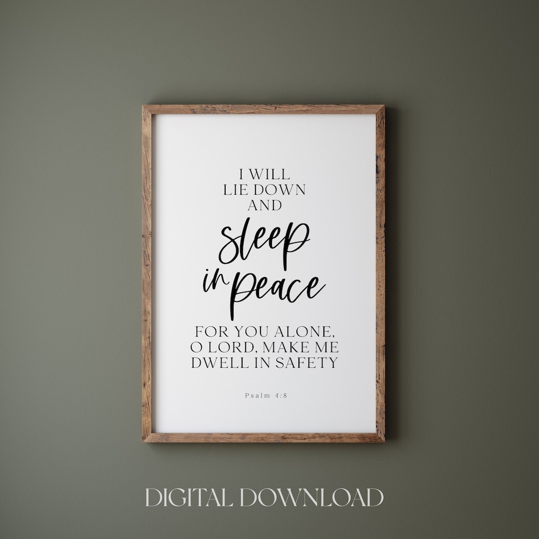 I Will Lie Down and Sleep in Peace Printable, Psalm 4:8, Minimalist ...