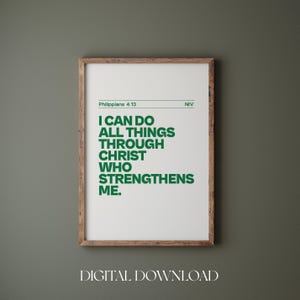 Philippians 4:13 I Can Do All Things Through Christ Printable, Modern ...
