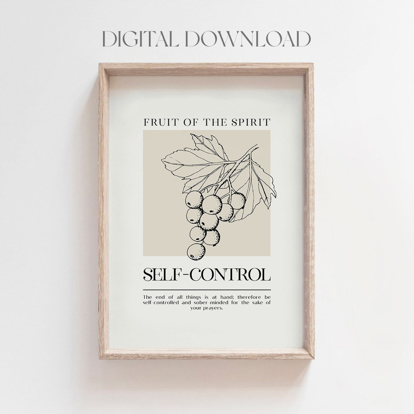 Self-control Bible Verse Print: Vintage Christian Wall Art (digital ...