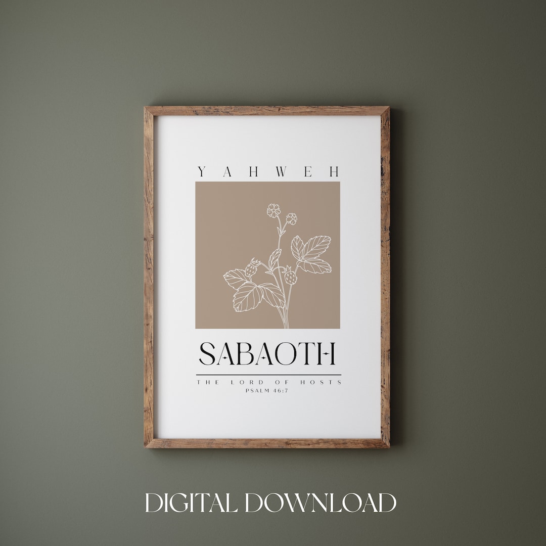 Yahweh Sabaoth Printable, the Lord of Hosts, Psalm 46:7, Hebrew Name of ...