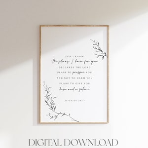 Jeremiah 29:11 for I Know the Plans I Have for You Downloadable Poster ...