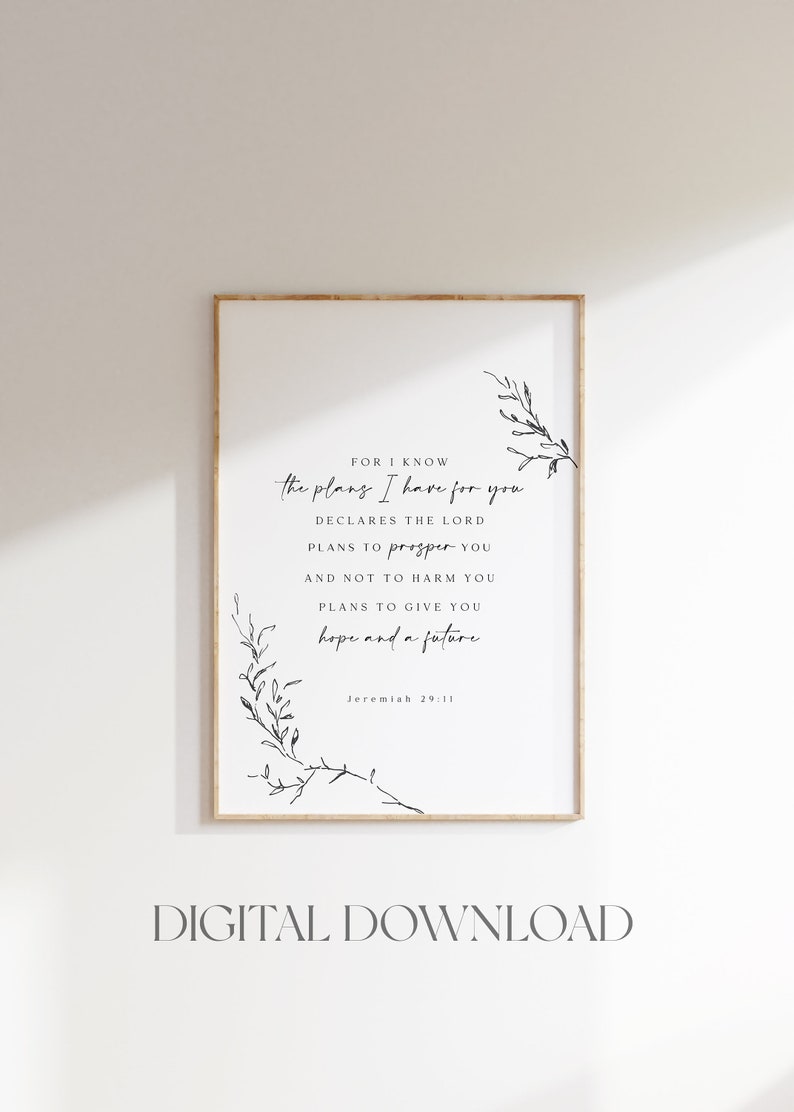 Jeremiah 29:11 for I Know the Plans I Have for You Downloadable Poster ...