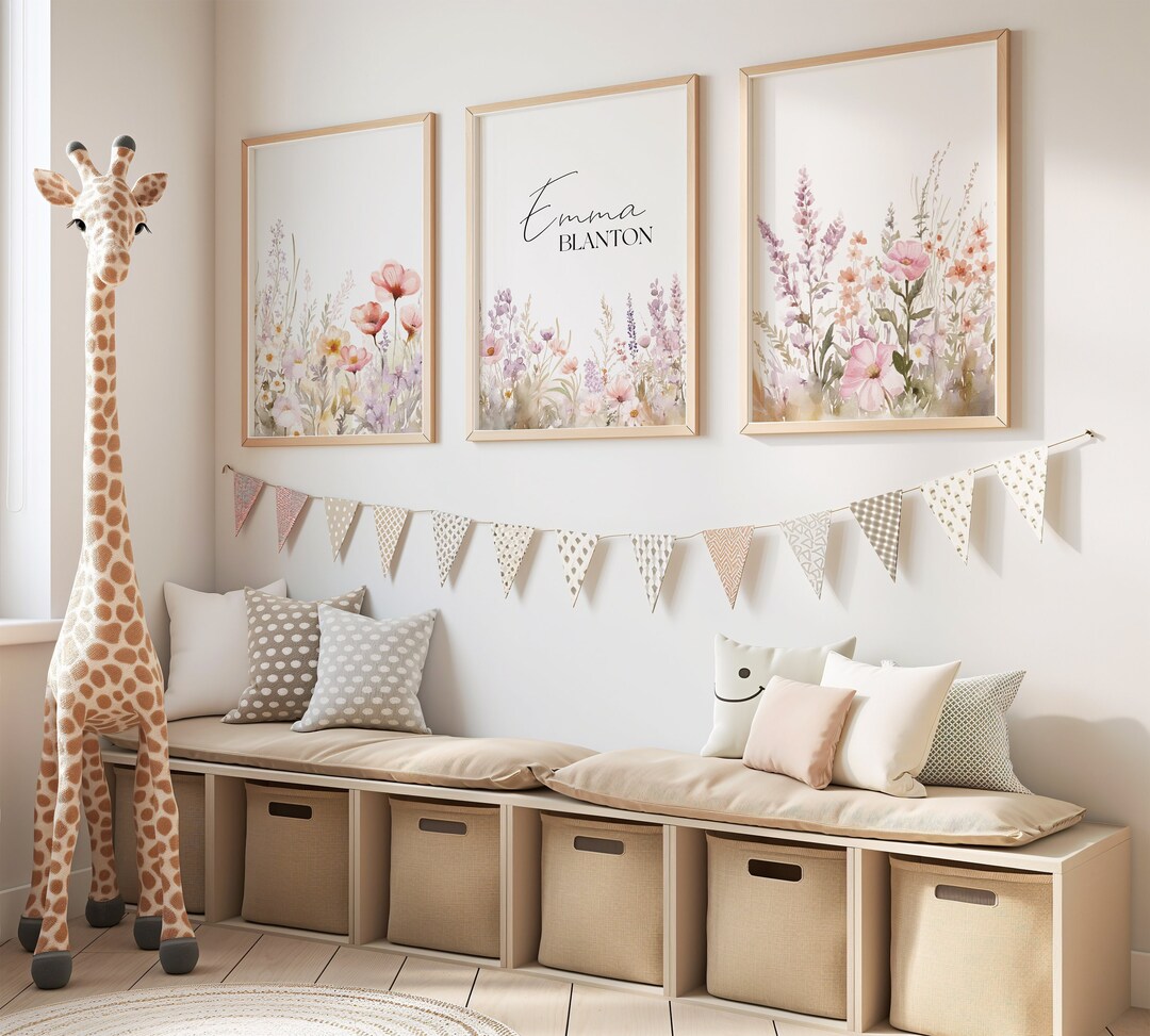 Benutzerdefinierte Baby Name druckbare, Boho Wildblumen Baby Mädchen ...