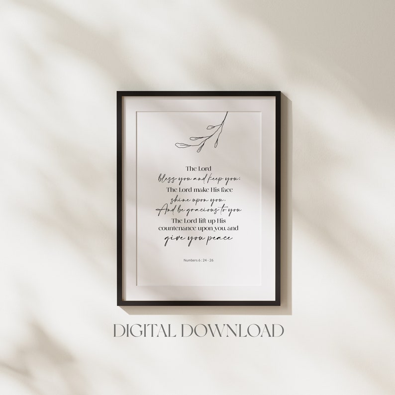 The Blessing Printable, Numbers 6:24-26, Christian Wall Art (digital ...