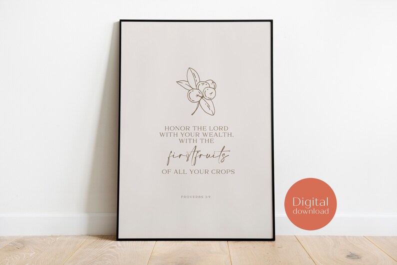 Proverbs 3:9 Christian Wall Art Print, Minimalist Bible Verse (digital ...