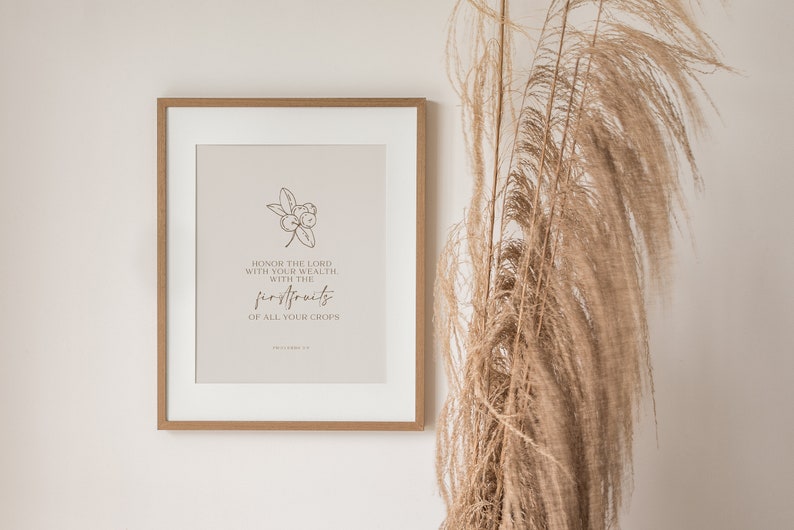 Proverbs 3:9 Christian Wall Art Print, Minimalist Bible Verse (digital ...