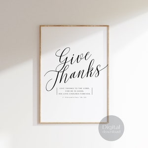 Give Thanks to the Lord for He is Good Printable, 1 Chronicles 16:34 ...