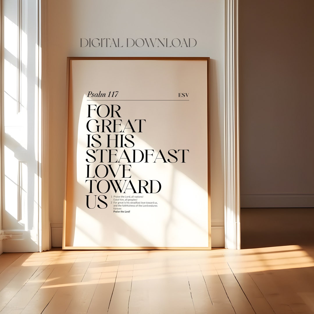 Psalm 117 Great is His Steadfast Love Printable, Bible Chapter Poster ...