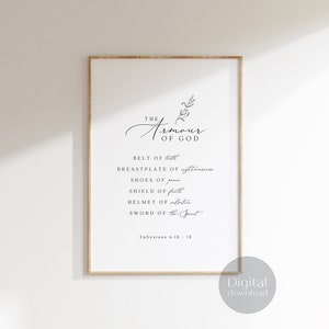 Armor of God Bible Verse Wall Art Print, Ephesians 6, Minimalist Bible ...