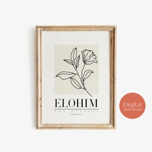 Jehovah Elohim Printable Wall Art, Boho Wildflower (digital Download ...