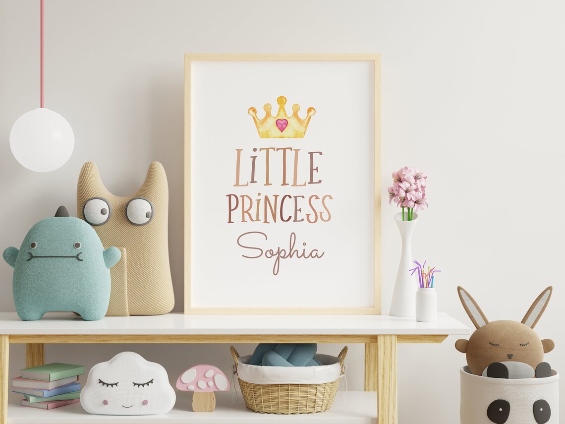 Little Princess Baby Name Printable Boho Nursery Print | Etsy