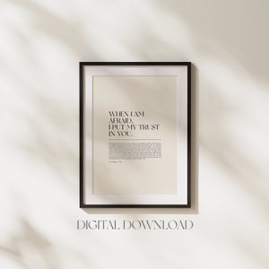 Psalm 56 Downloadable Poster, When I Am Afraid Bible Verse Printable ...