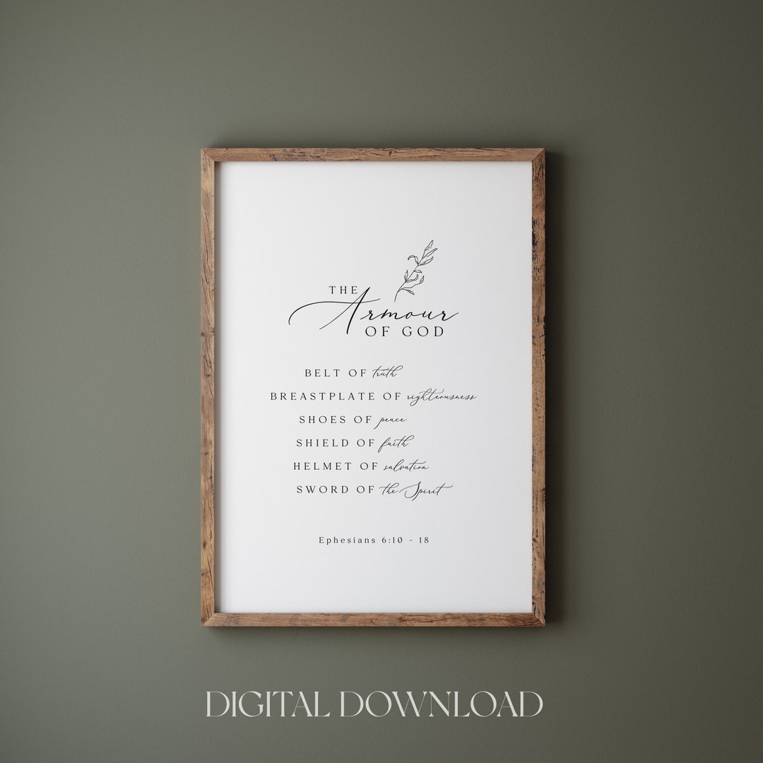 Armor of God Bible Verse Wall Art Print, Ephesians 6, Minimalist Bible ...