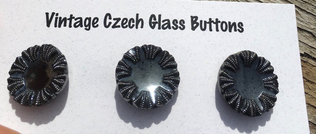 Hematite Colored Vintage Czech Glass Buttons - Etsy