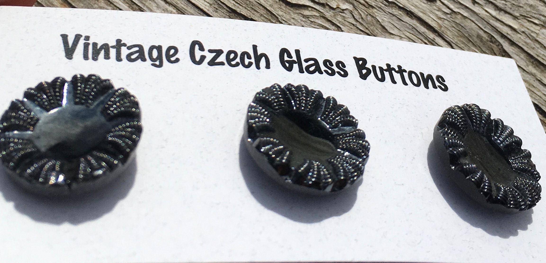 Hematite Colored Vintage Czech Glass Buttons | Etsy