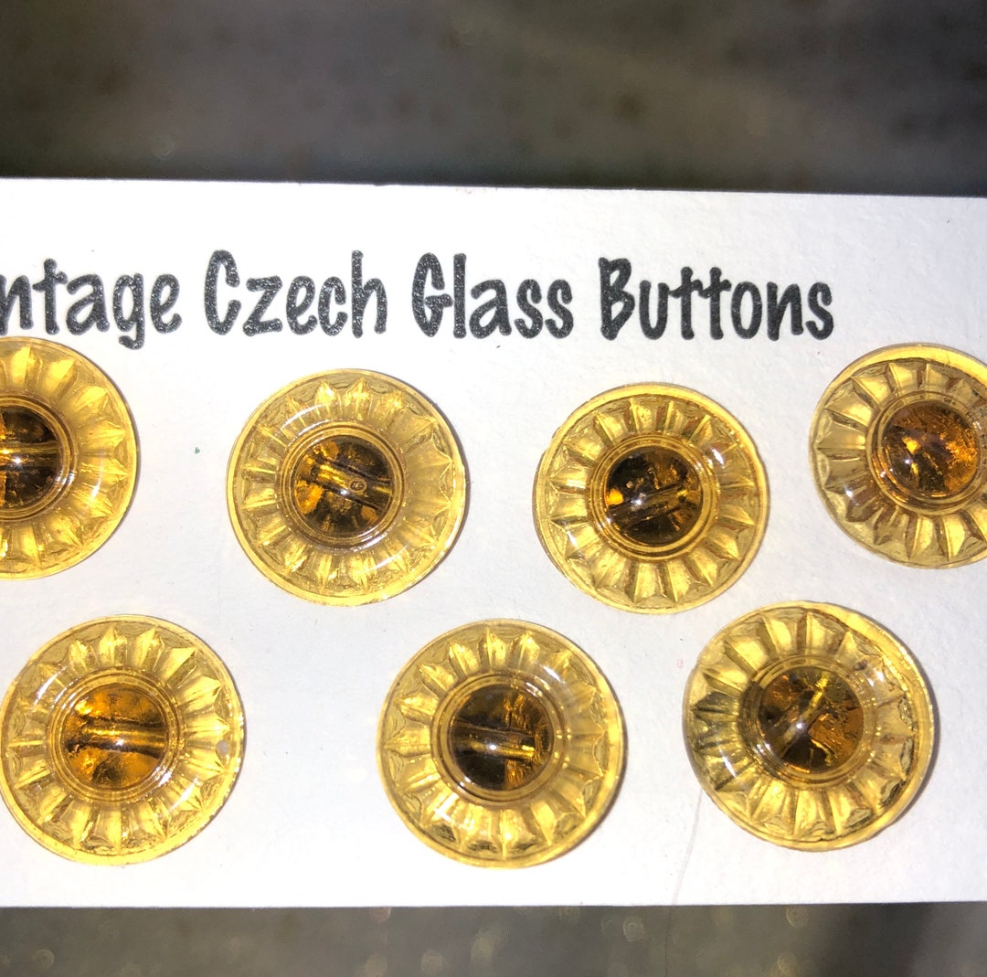 Clear Amber Tinted Sunburst Vintage Glass Buttons - Etsy