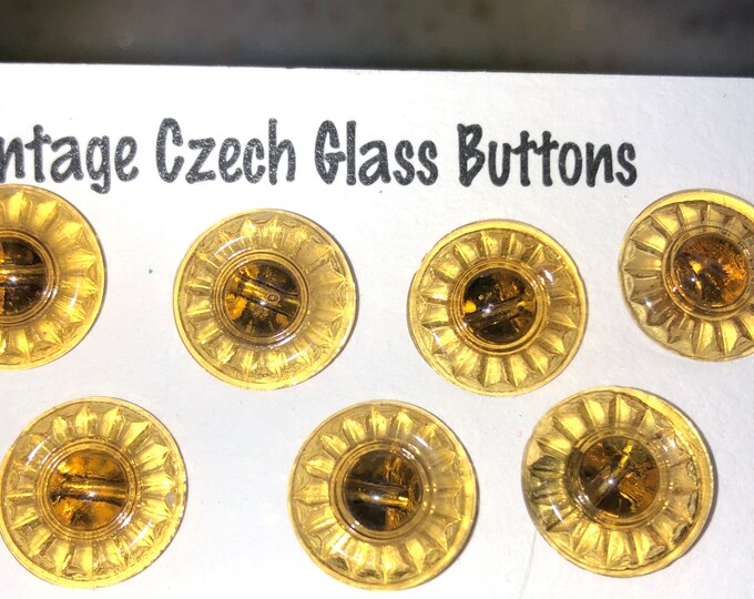 Clear Amber Tinted Sunburst Vintage Glass Buttons - Etsy