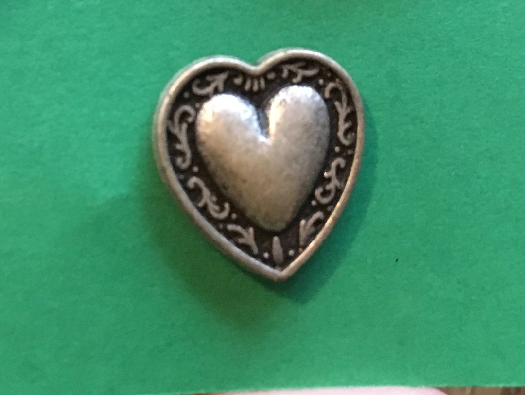 Vintage Silver Heart Shaped Metal Buttons 1970's? - Etsy