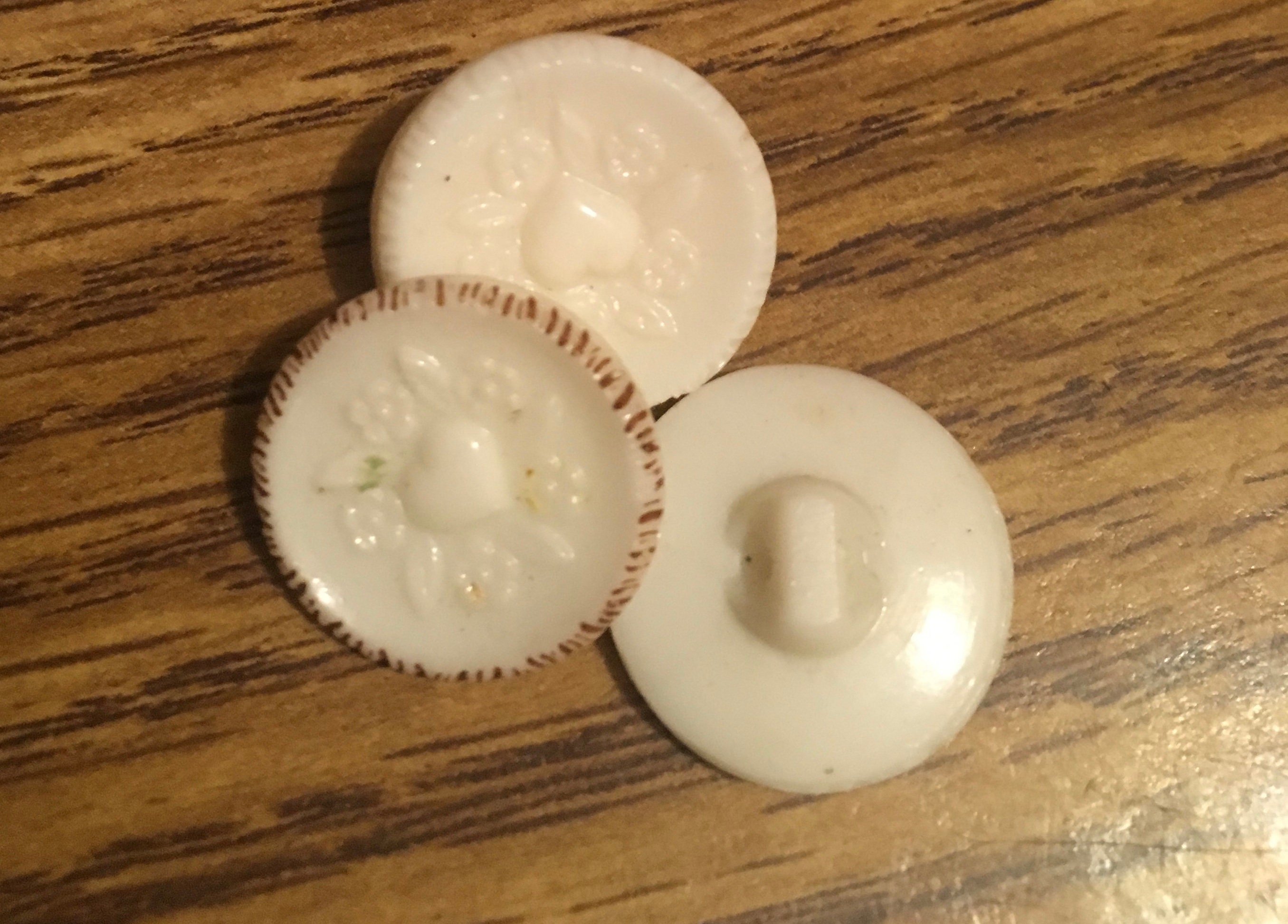 Uranium Heart/Floral Design Vintage Glass Czech Buttons circa | Etsy