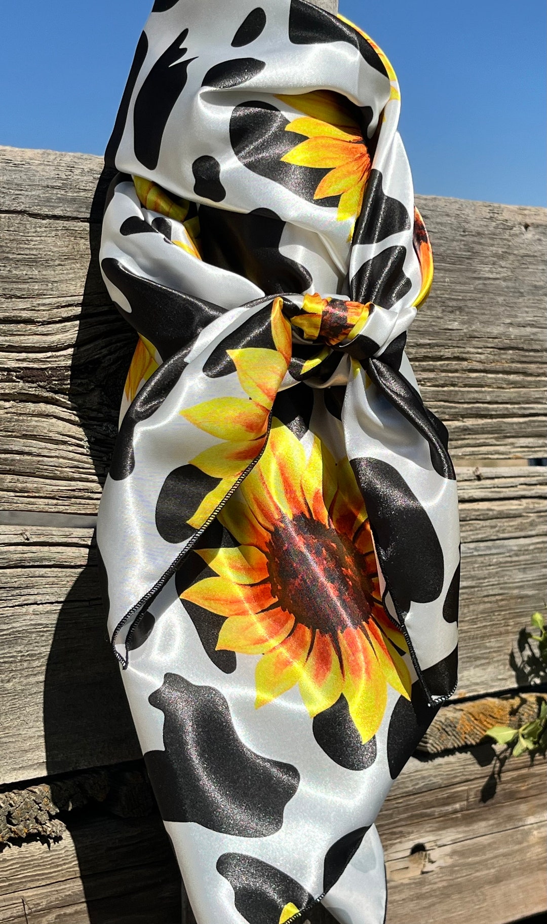 Sunflower Wild Rag Black and White Cow Print Wild Rag - Etsy