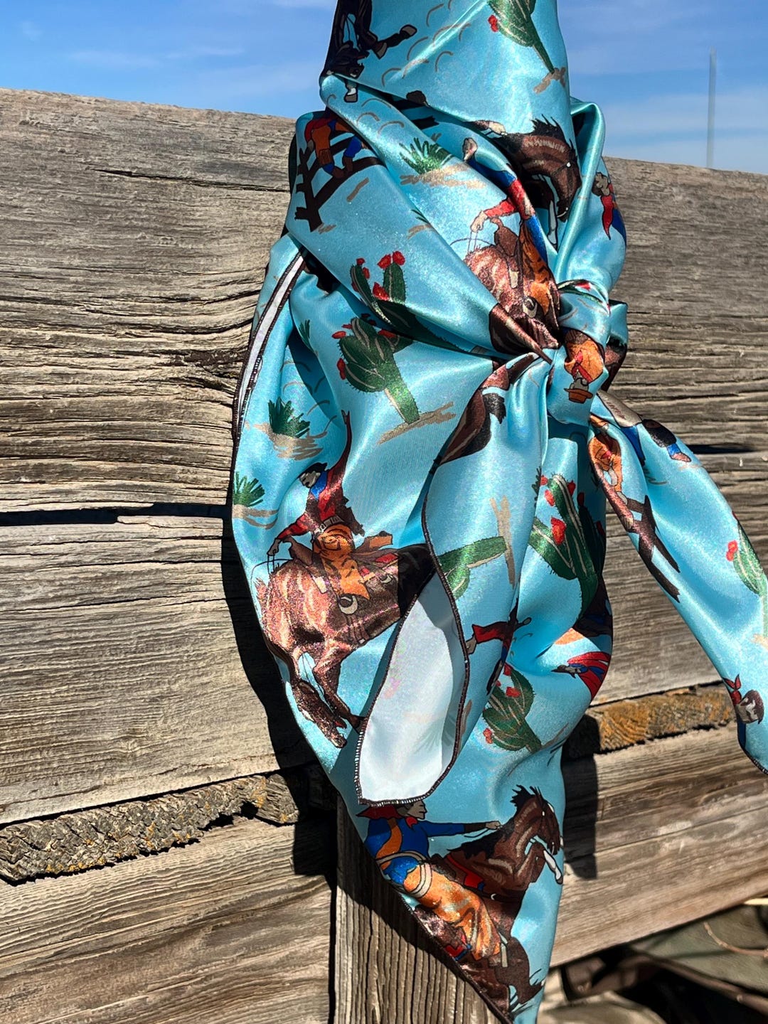 Blue Wild Rag With Vintage Cowboy Print Bandana - Etsy