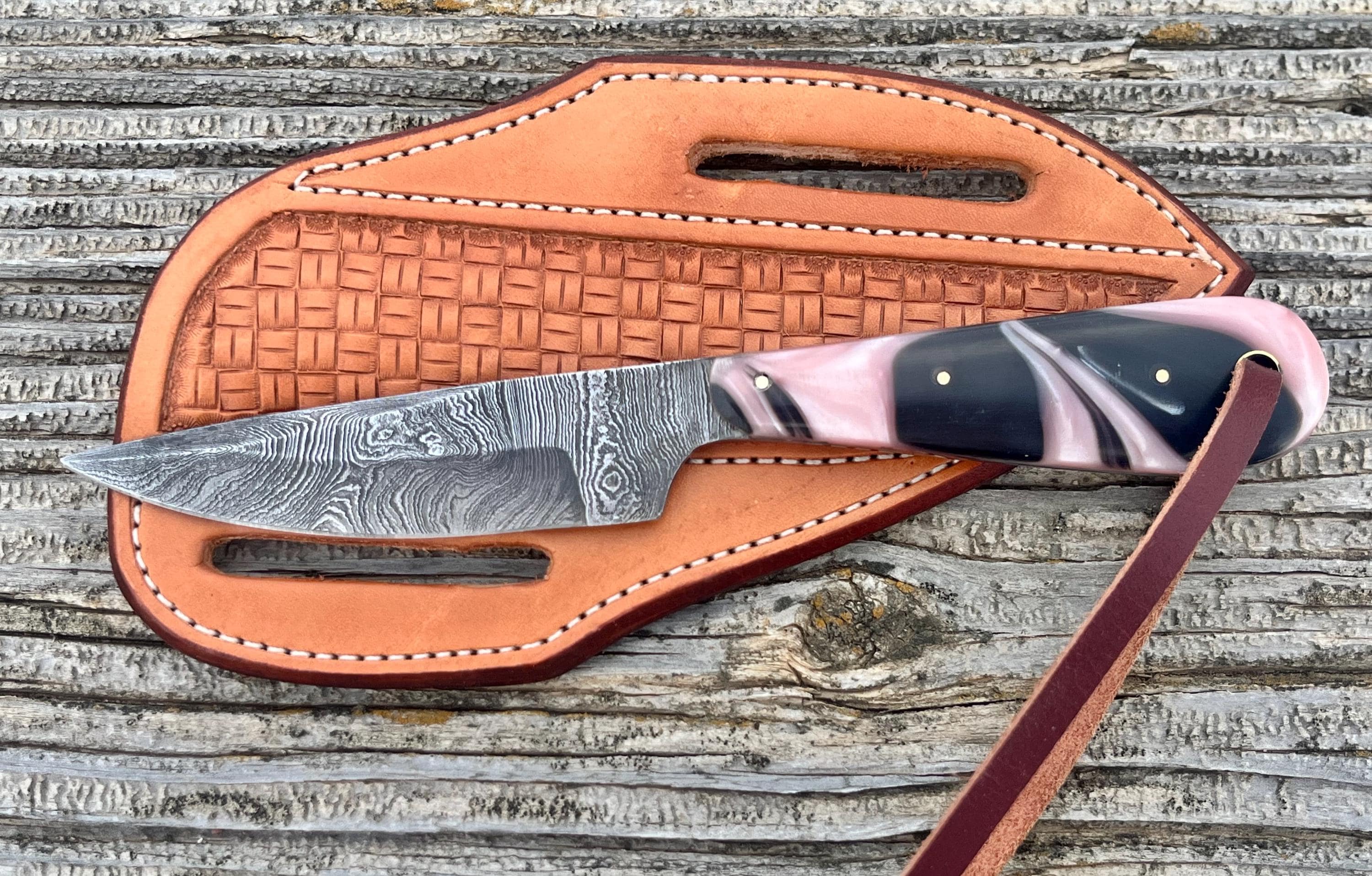 Damascus Knife Cross Draw Cowboy Ranch Knife Leather Sheath - Etsy