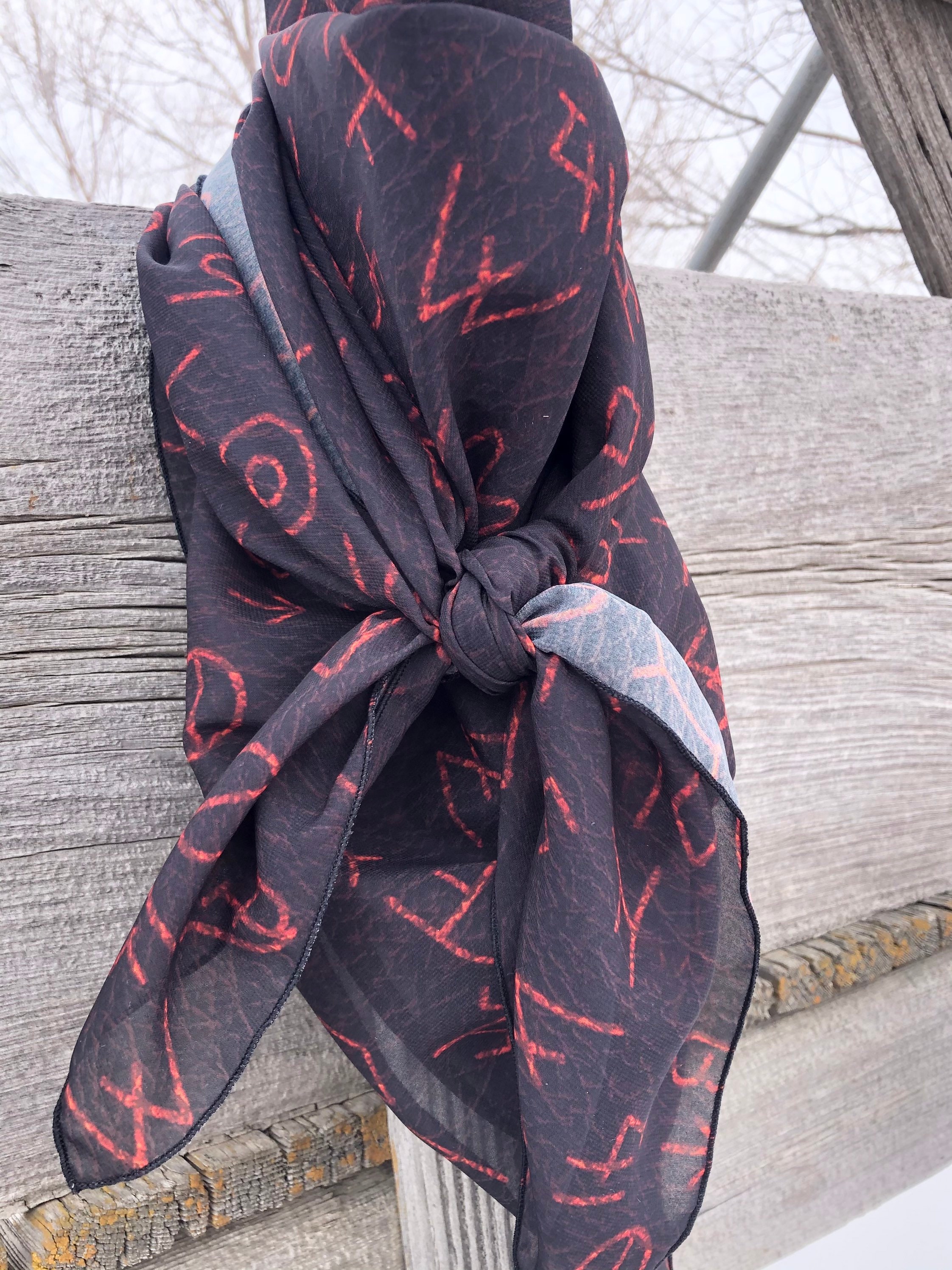 Brand Wild Rag, Black, Leather Look, Red, Women, Chiffon, Western Scarf ...