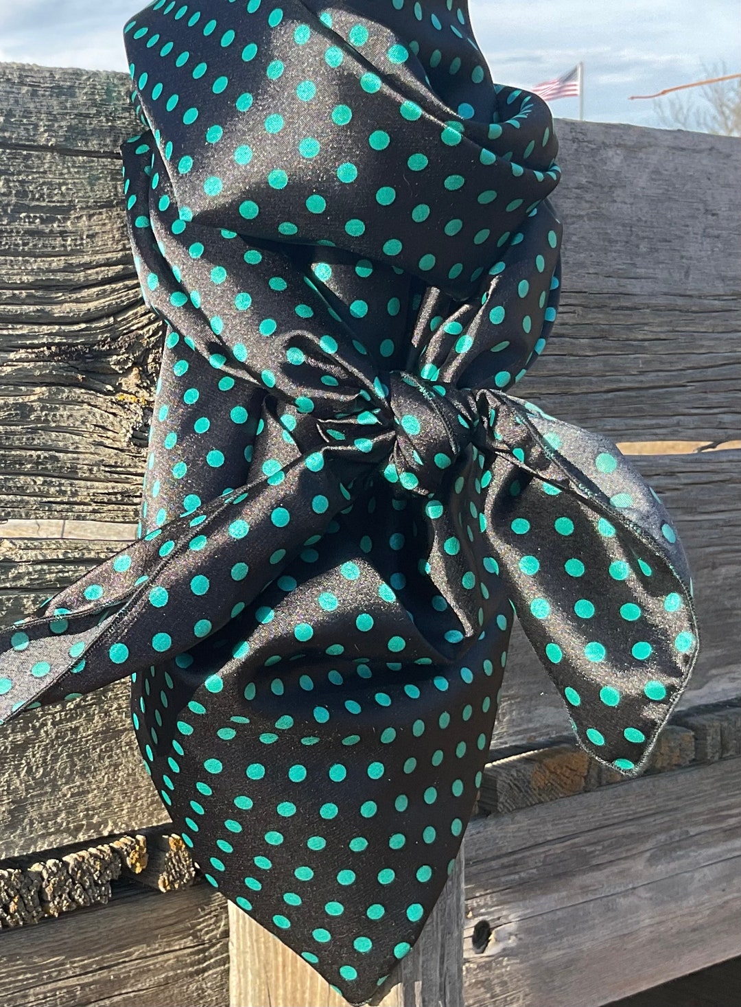 Polka Dot Wild Rag Black With Teal Cowboy Wild Rag for Men Women - Etsy