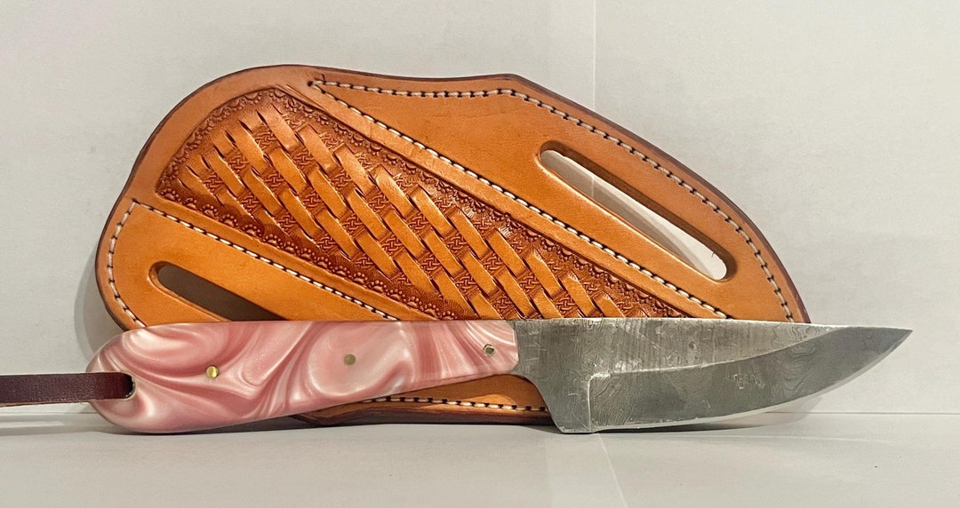 Damascus Knife Cross Draw Cowboy Ranch Knife Leather Sheath - Etsy