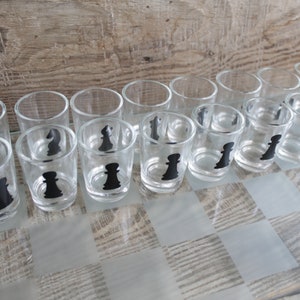 Glass Drinking Chess Set / Vintage Shot Glass Chess Set With Glass ...