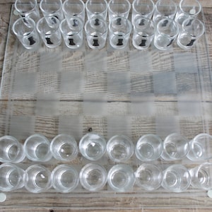 Glass Drinking Chess Set / Vintage Shot Glass Chess Set With Glass ...