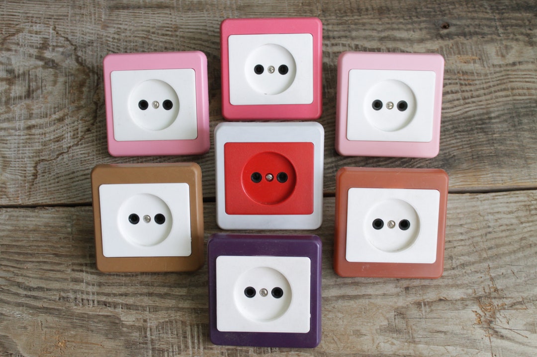 Set of 7 Vintage Electrical Outlets, Electrical Plug, Vintage Power ...