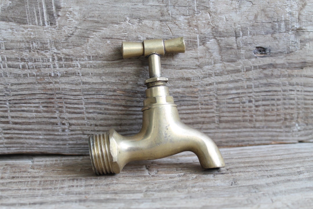 Vintage Brass Water Tap, 1/2 Antique Water Faucet, Minimalist Decor Art ...