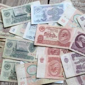 Set of 30 Banknotes (1, 3, 5, 10, 25 - Rubles) / Vintage Soviet ...