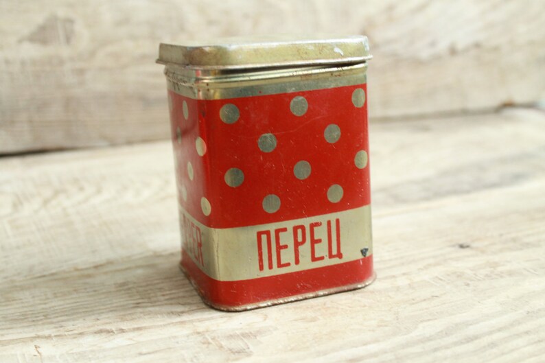 Red Polka Dot Tin Box / Pepper Box / Vintage Metal Container / - Etsy
