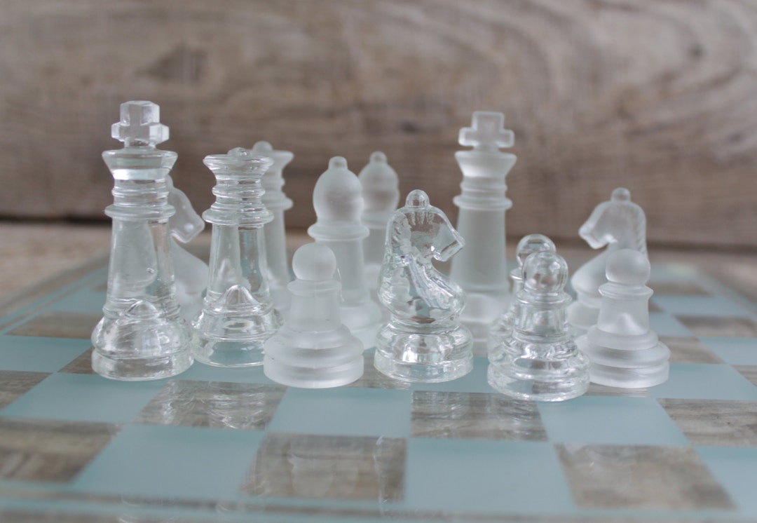 Glass Chess Set, Vintage Glass Chess Set With Glass Board, Glass Made ...