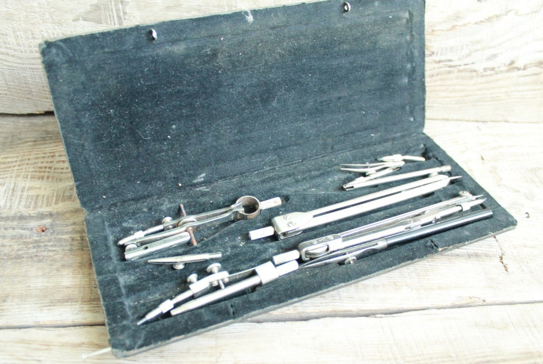 Vintage Drawing Compass Set: Engineering Instruments in Case - Etsy