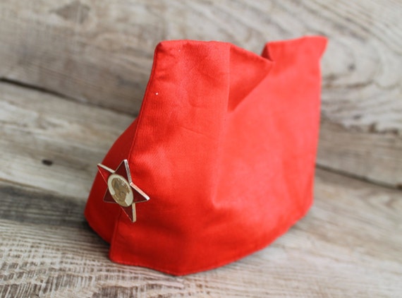 Vintage Soviet Pioneer Field Cap, Red Scouts Peaked C… - Gem