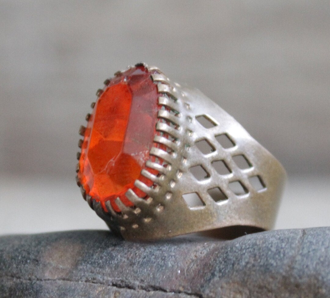 Vintage Peach Stone Ring: Ancient Medieval Style, Size 7 - Etsy