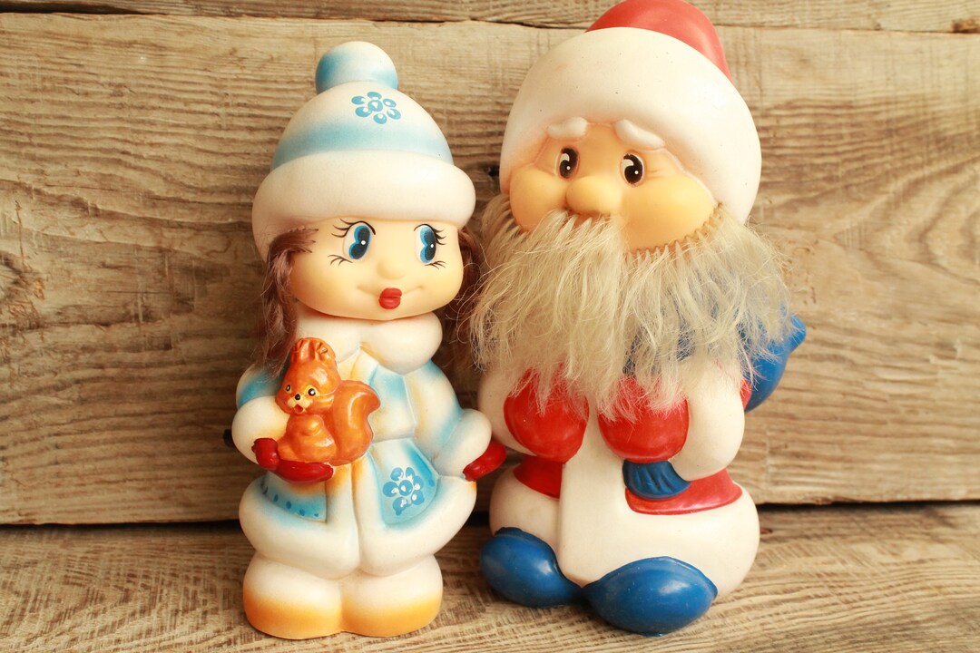 Vintage Rubber Toys Ded Moroz and Snegurochka / Santa Claus and Snow ...